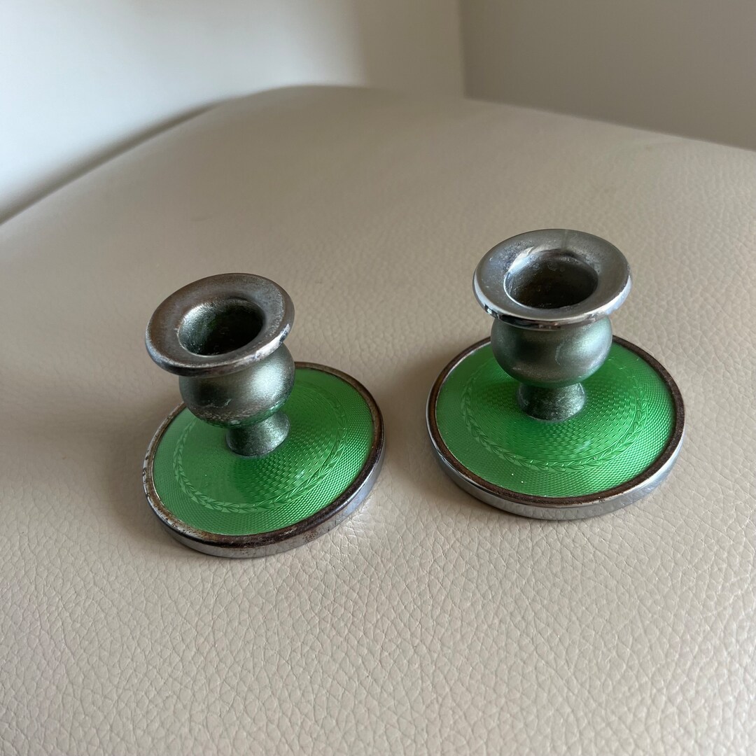 Antique Candlesticks Chrome Candlesticks Pair Candle Holders Pair ...