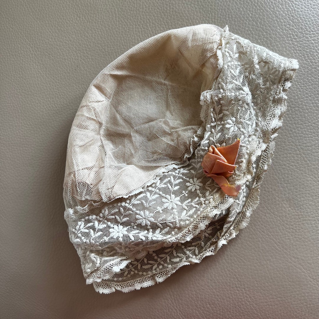 Antique Lace Cap Boudoir Bonnet Boudoir Cap Bed Hat Antique Tambour ...