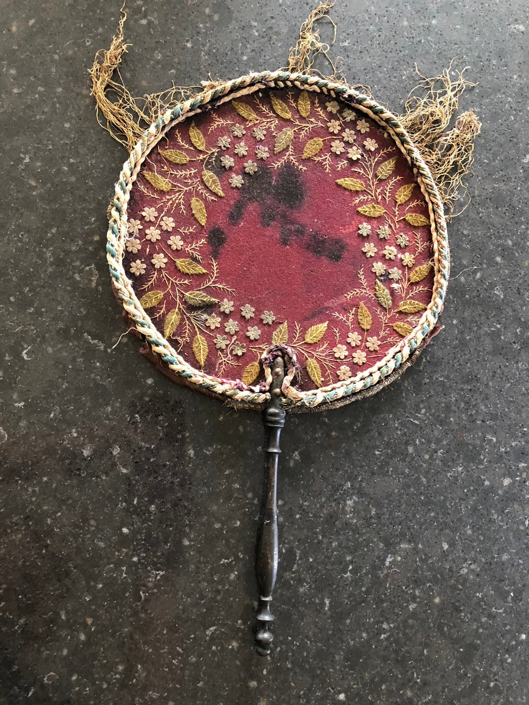 Antique Face Screen Victorian 1840s Hand Fan 19th Century Fan Metallic ...