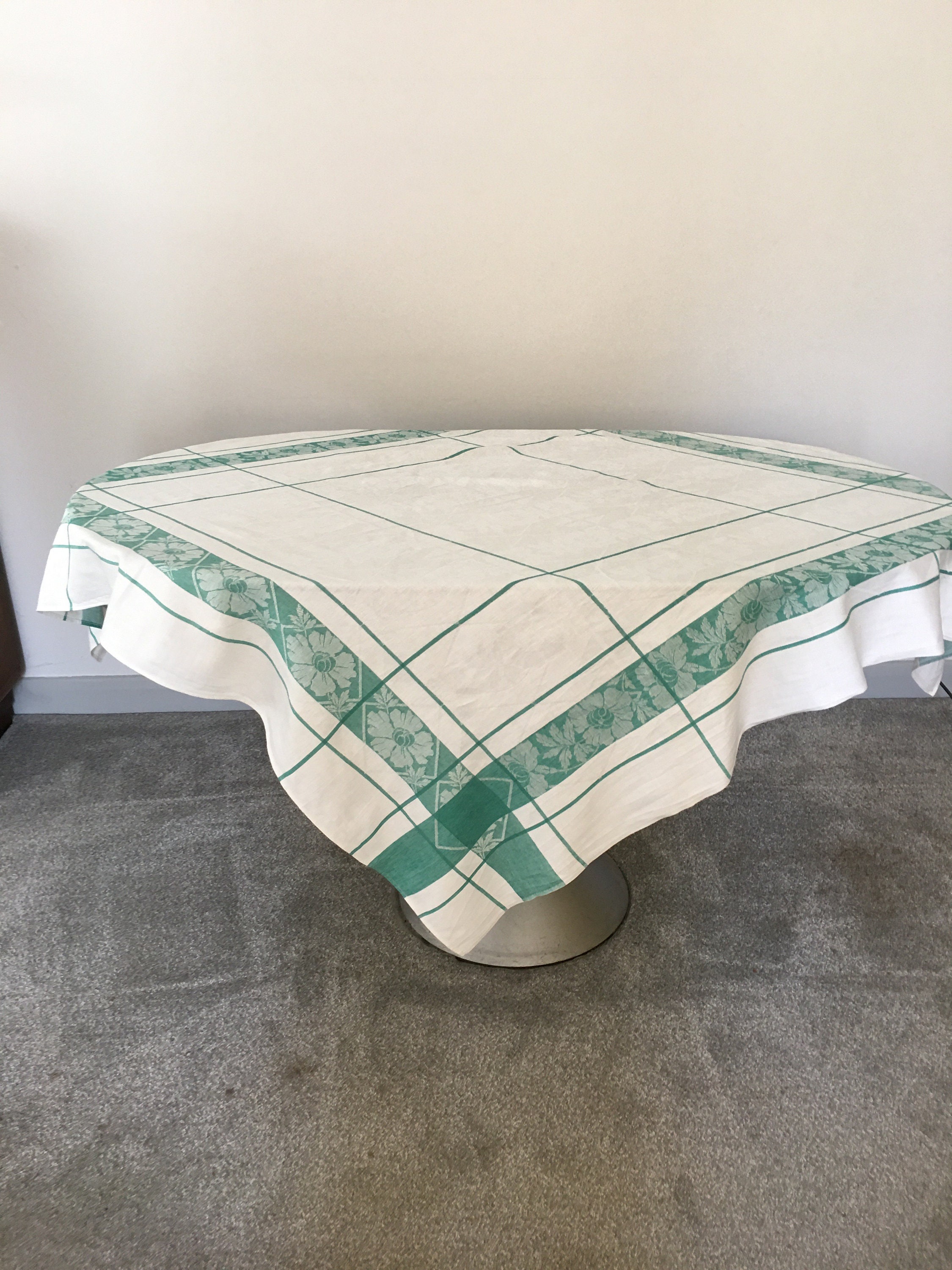 Vintage Tablecloth 1950s Table Cover Picnic Cloth Silk Blend | Etsy