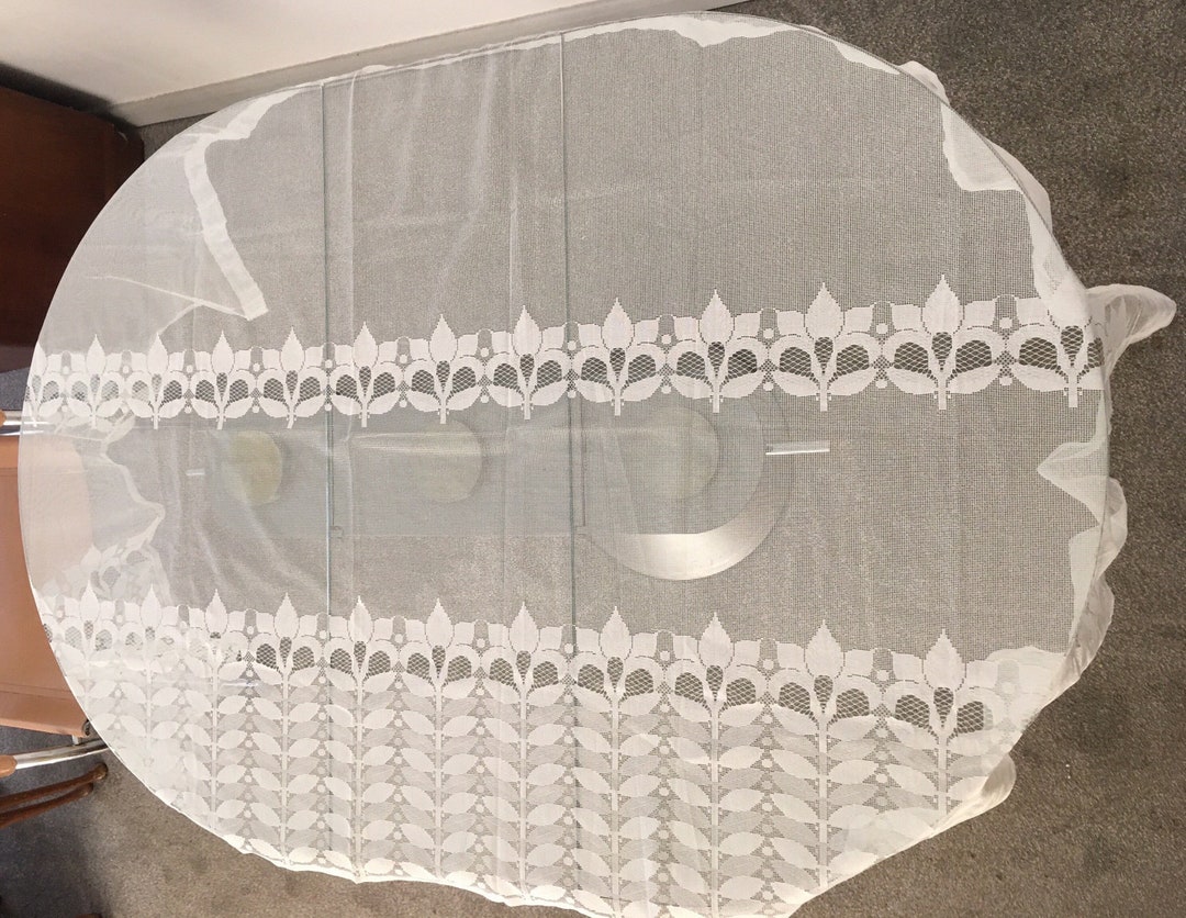 1970s Vintage Floral Lace Net Curtain - White Nylon - Etsy