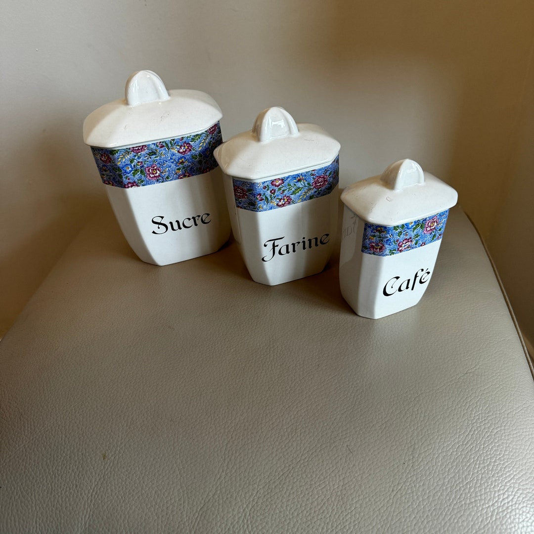 Vintage French Set Storage Jars 1950s Storage Containers Ceramic ...