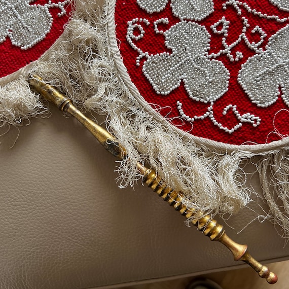 Antique Pair Face Screens Beaded Face Screens Victori… - Gem