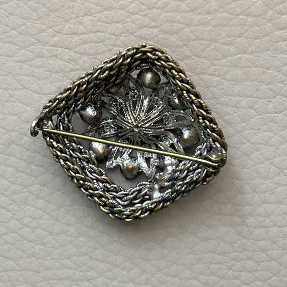 1920s Brooch Antique Czech Glass Pin Filigree Brooch … - Gem