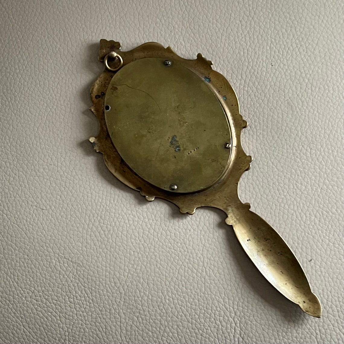 Antique French Champleve Enamel Hand Mirror: Victorian Bevelled Mirror ...
