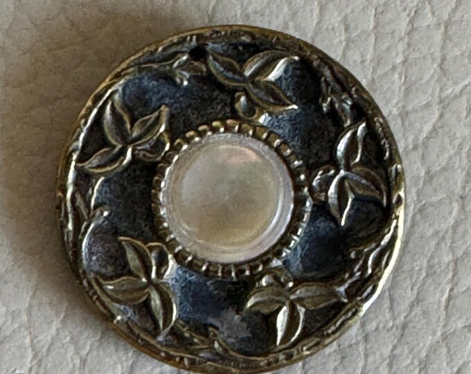 Antique Mother of Pearl Button: Brass Ivy Leaf Design, 1800s - Etsy
