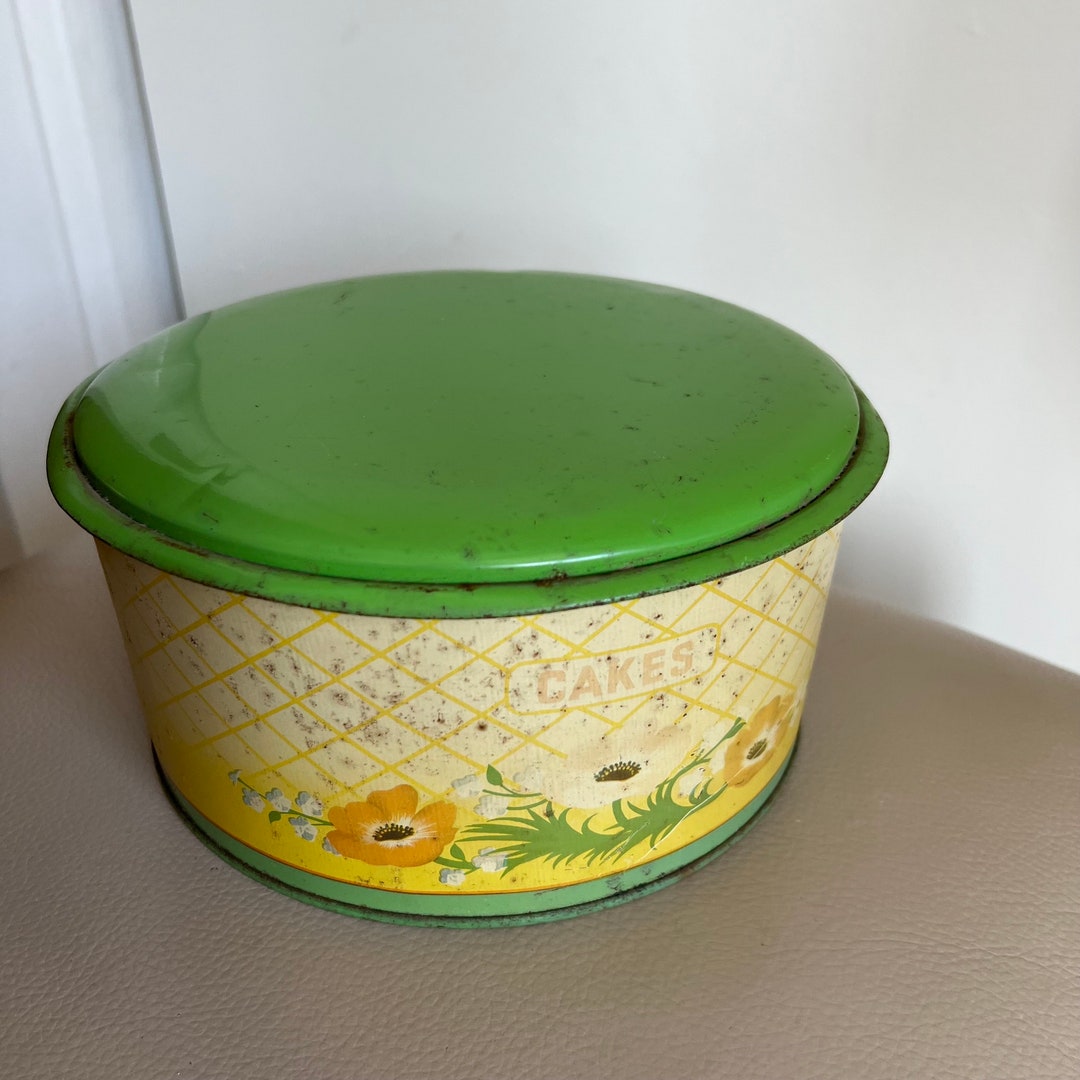 Vintage Cake Tin 1950s Cake Tin Cake Storage Tin Vintage Cake Container ...