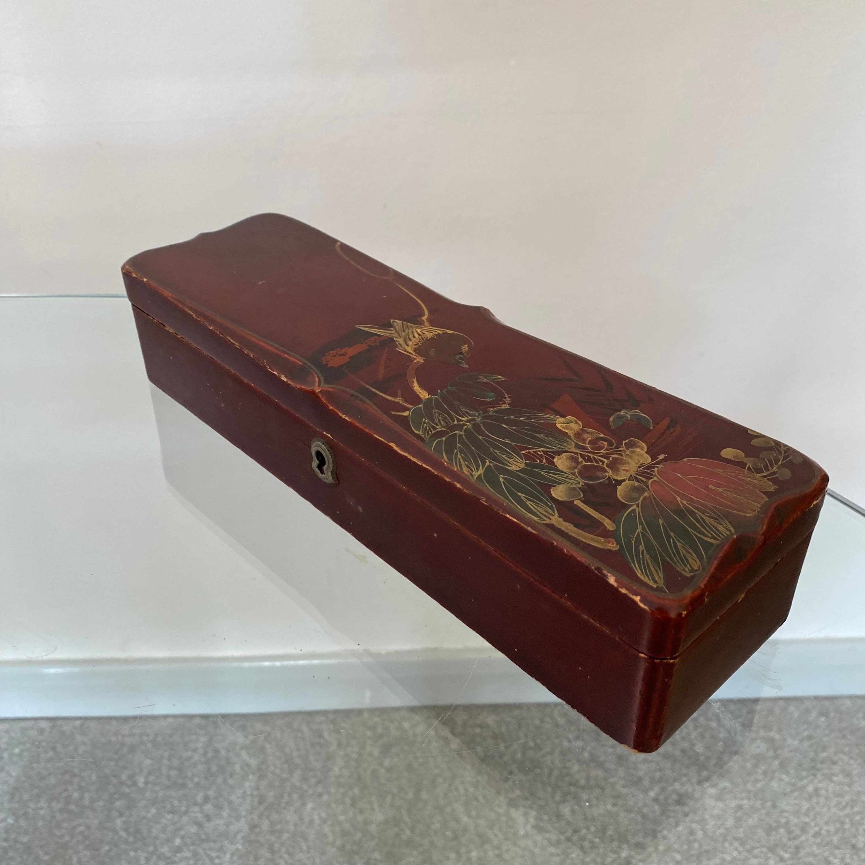 Antique Glove Box Fan Box Victorian Box Oriental Box Brown - Etsy