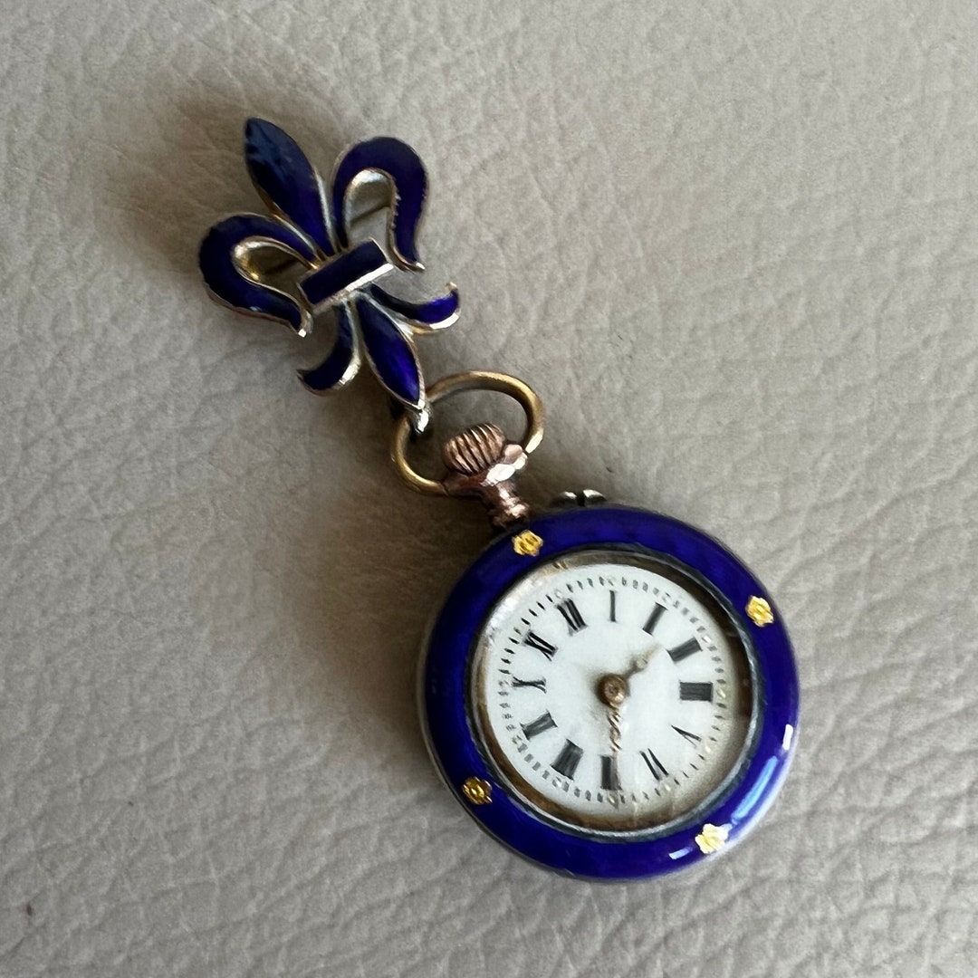 Antique Ladys Pocket Watch Brooch Antique Enamel Pocket Watch - Etsy