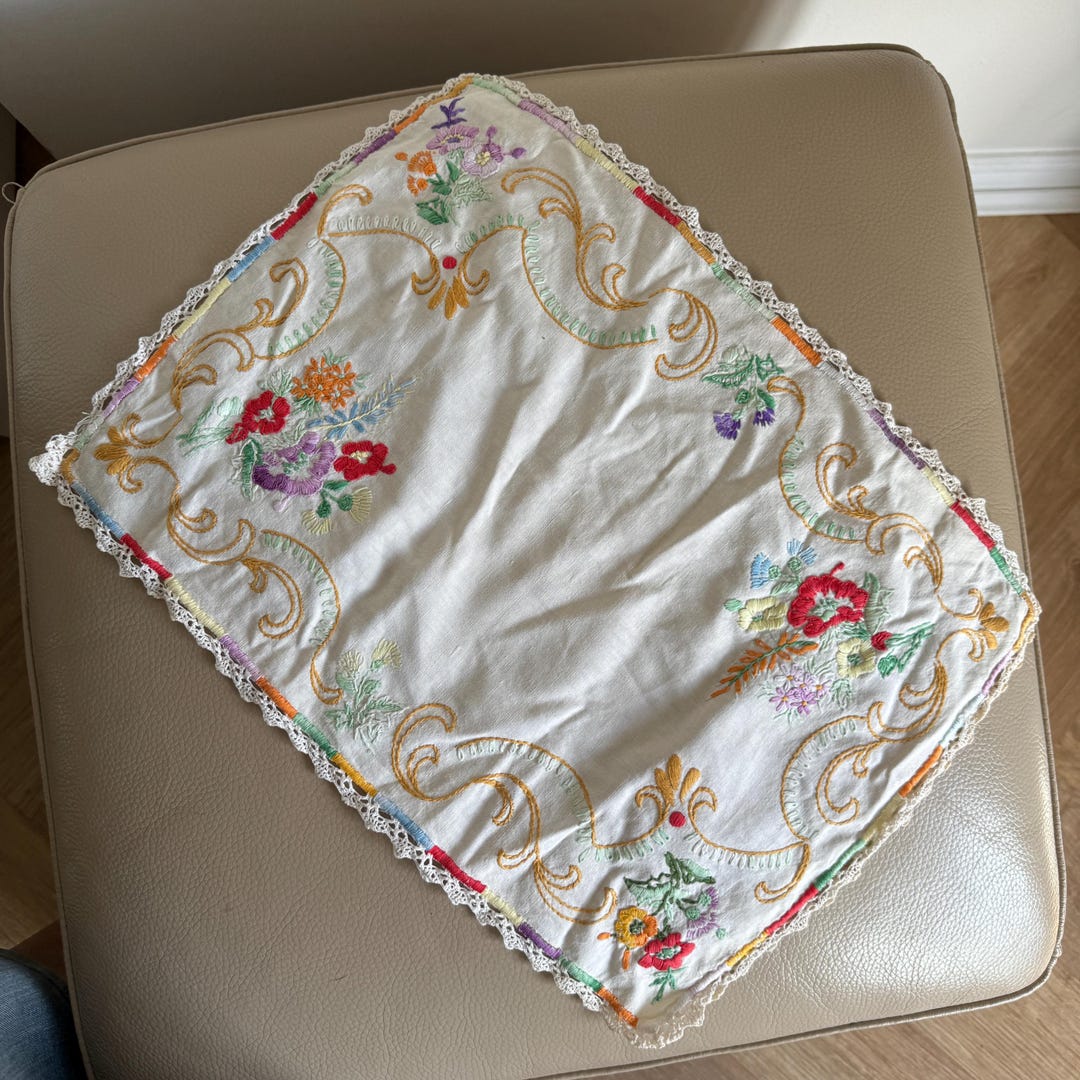 1930s Embroidery 1920s Embroidered Mat Antique Embroidery Vintage ...