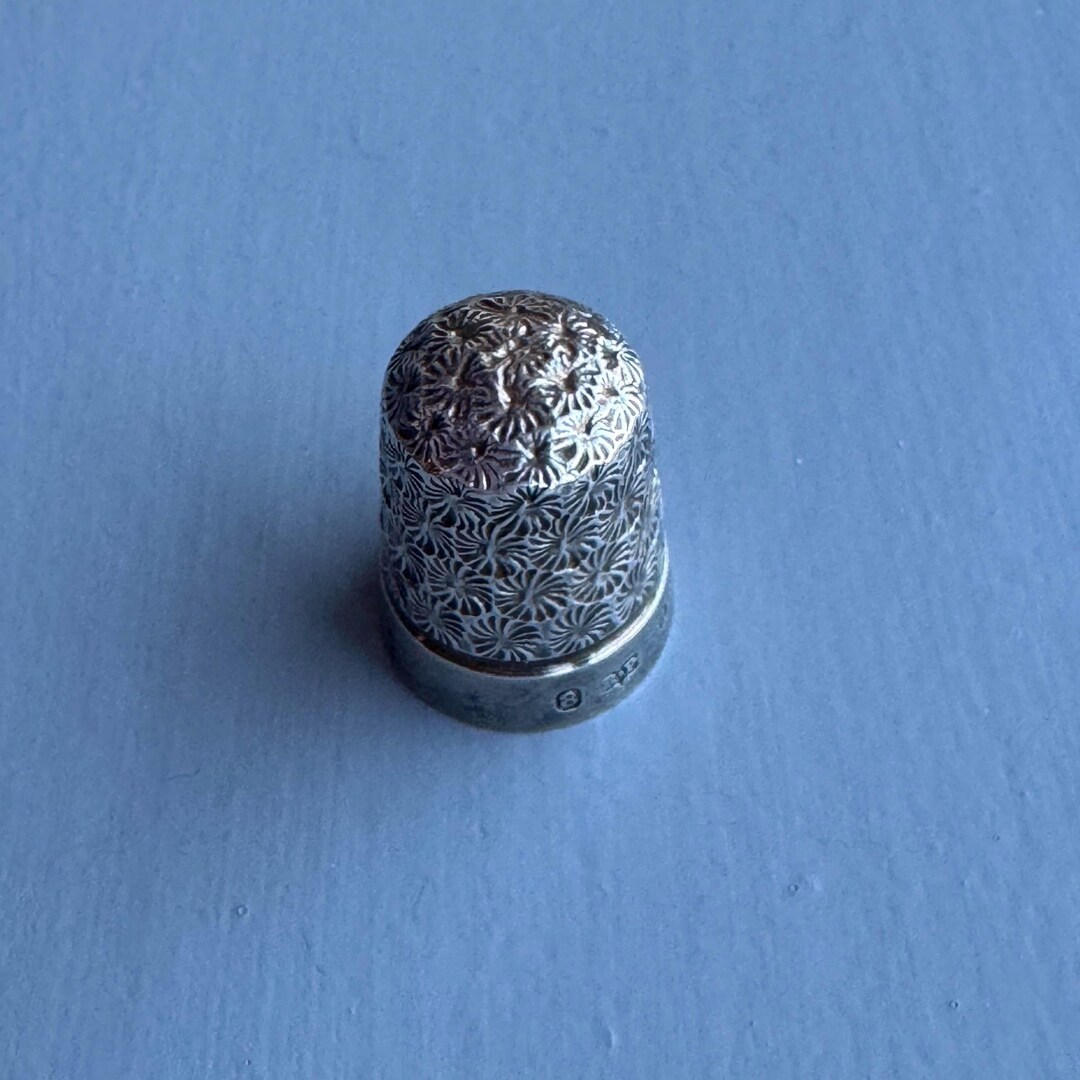 Antique Sterling Silver Thimble, Flower Design, Size 8, Sewing ...