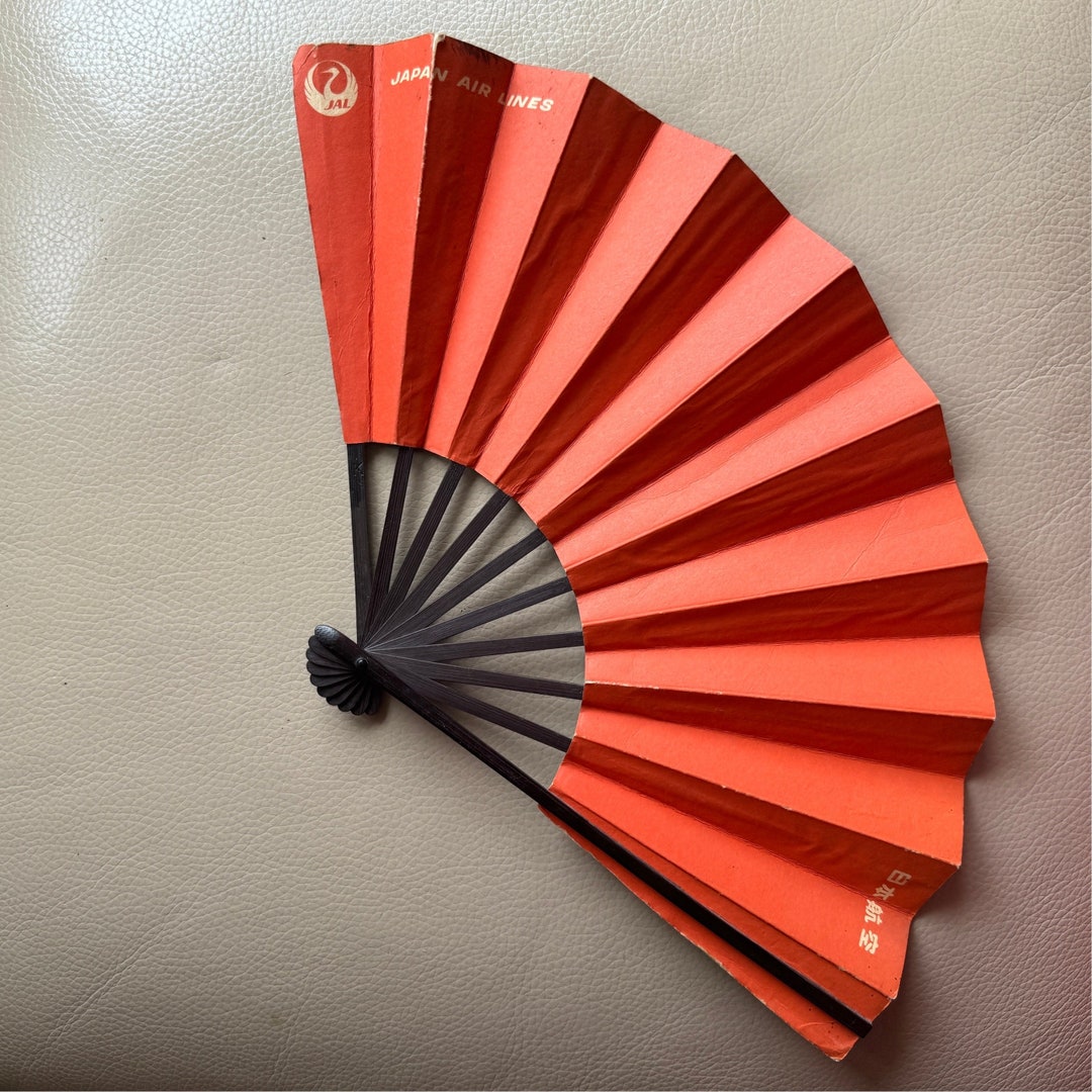 Vintage Hand Fan Japanese Fan Japanese Airlines Hand Fan 1950s Hand Fan ...
