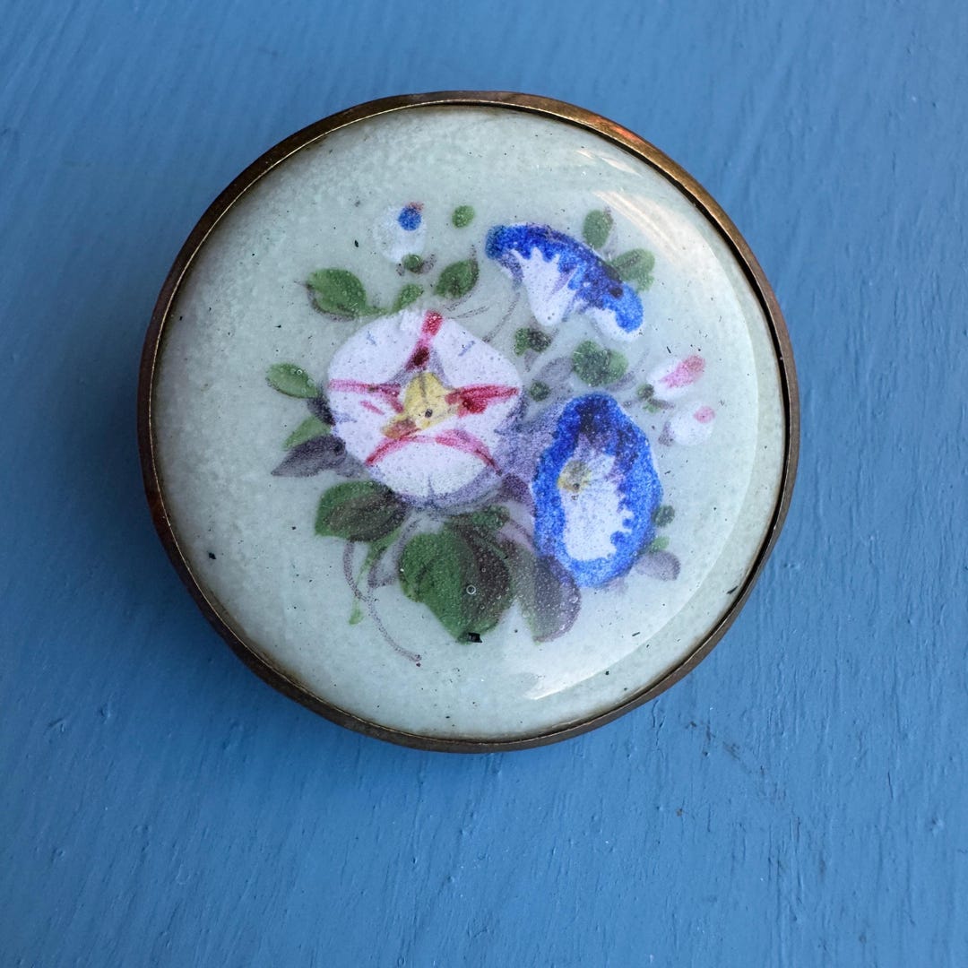 Antique Ceramic Brooch Victorian Brooch Flower Brooch Hand Painted ...