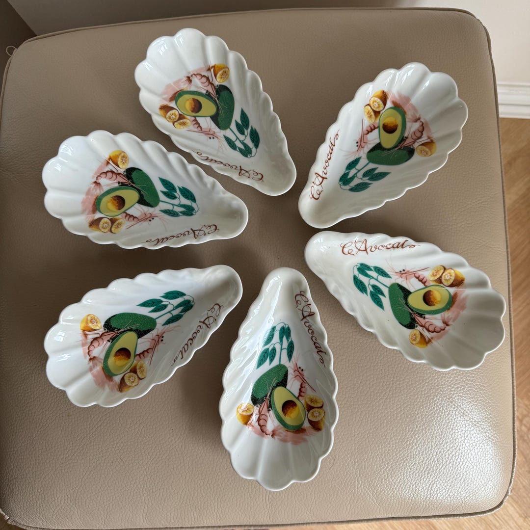 Set Avocado Dishes Set 6 Starter Dishes Vintage Side Dishes Vintage ...