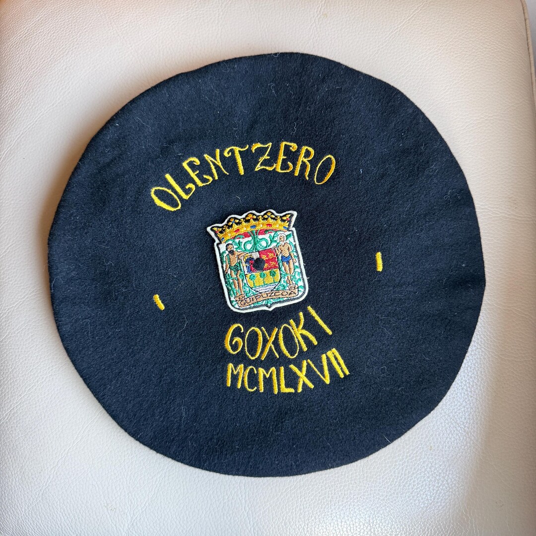 Vintage Basque Olentzero Beret: Black Felt Hat, Goxoki 1967, Silk Lined ...