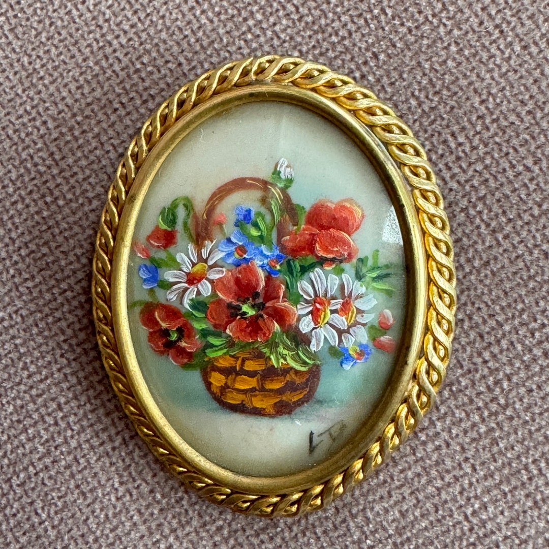 1930s Picture Brooch Original Art Vintage French Brooch Miniature ...