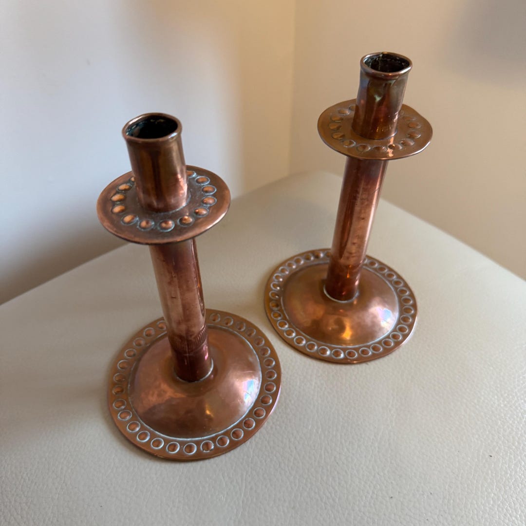 Antique Copper Candlesticks Antique Pair Copper Candlesticks Arts and ...