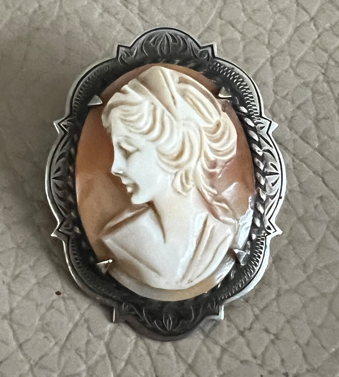 Vintage Cameo Brooch Silver Cameo Brooch Hallmarked Silver Brooch ...
