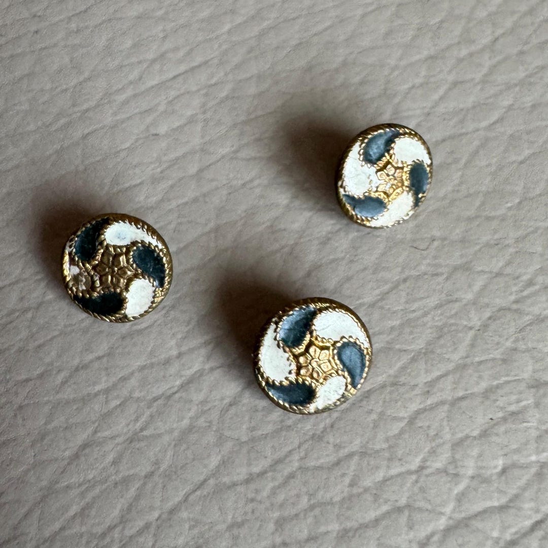 Antique Set Buttons Set Champleve Enamel Buttons Set 3 Antique Buttons Victorian Buttons 19th ...