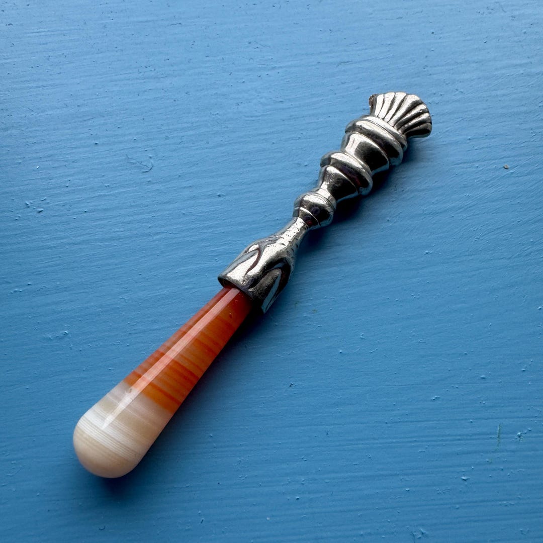 Antique Paper Clip Banded Agate Paper Holder Victorian Note Clip Birds ...