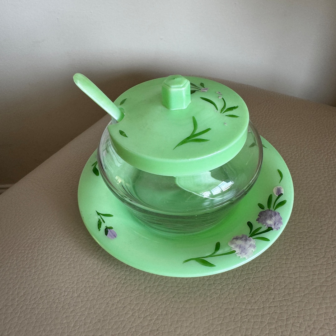 Vintage Jam Dish Vintage Honey Pot Jam Dish and Spoon 1950s Jam Dish ...