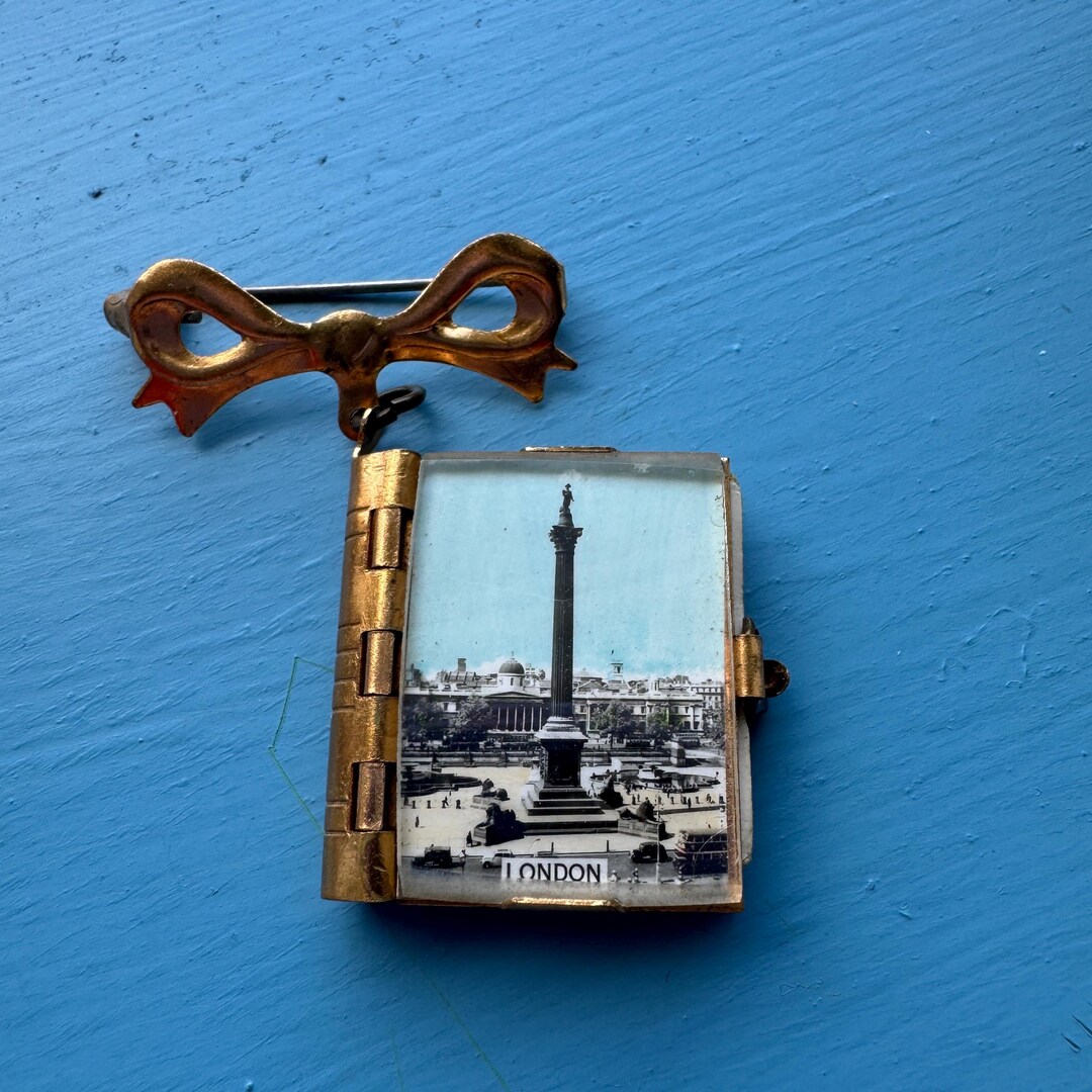 Vintage Book Brooch Miniature Book Brooch Photo Book Brooch Drop Brooch ...