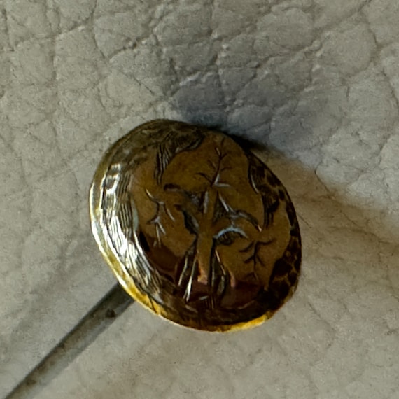 antique gold fronted hatpin Victorian hatpin Art Nouv… - Gem