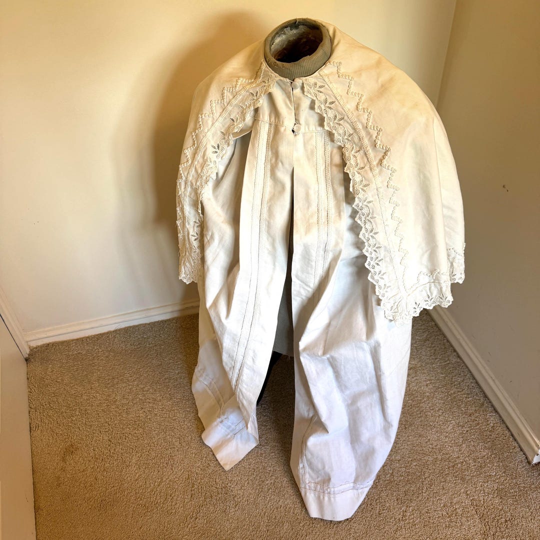 Antique French Baptismal Robe and Cape Textured Silk Cotton Blend ...