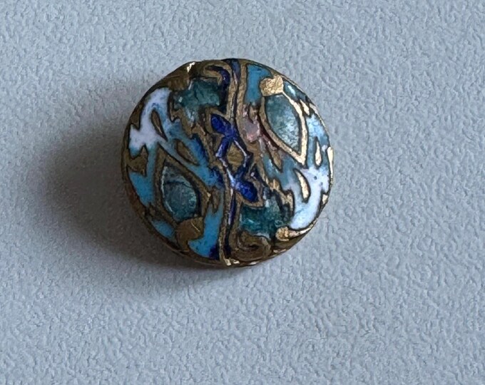 Antique Enamel Button Antique Button Blue Enamel Button Champleve ...
