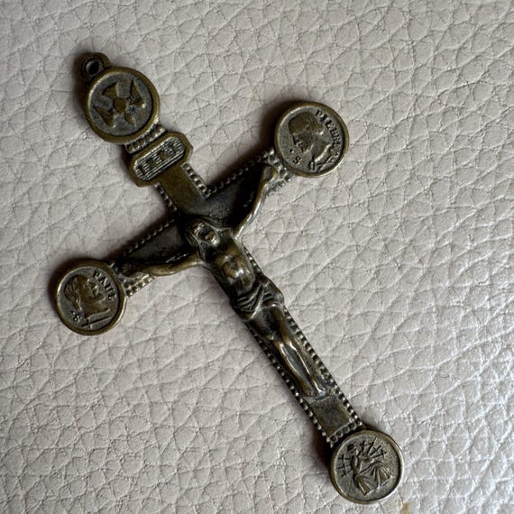 Antique Gilded Brass French Cross Pendant, Religious … - Gem