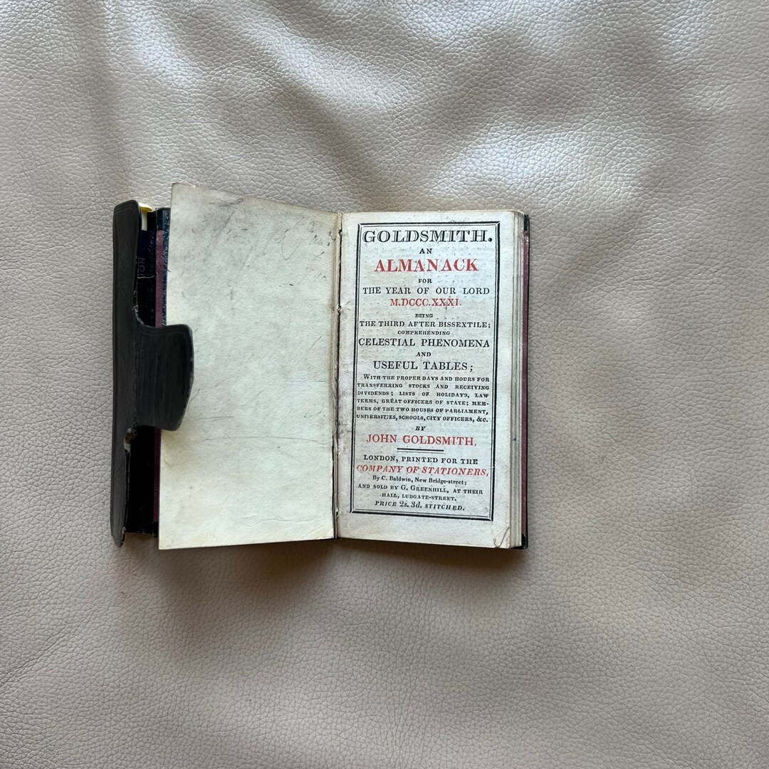 Antique Book Goldsmith Almanack Almanac 19th Century Book Whos Who Book ...
