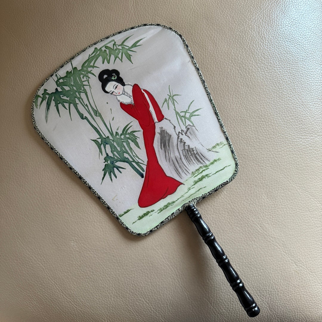 Vintage Hand Fan Vintage Fan Fixed Hand Fan Fabric Fan Japanese Hand ...