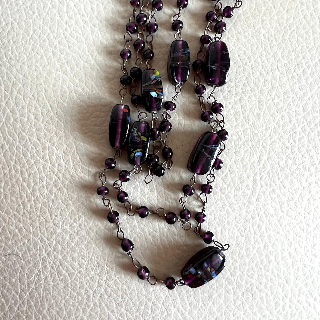 1930s Glass Necklace Millefiori Glass Necklace Glass Beaded Necklace ...