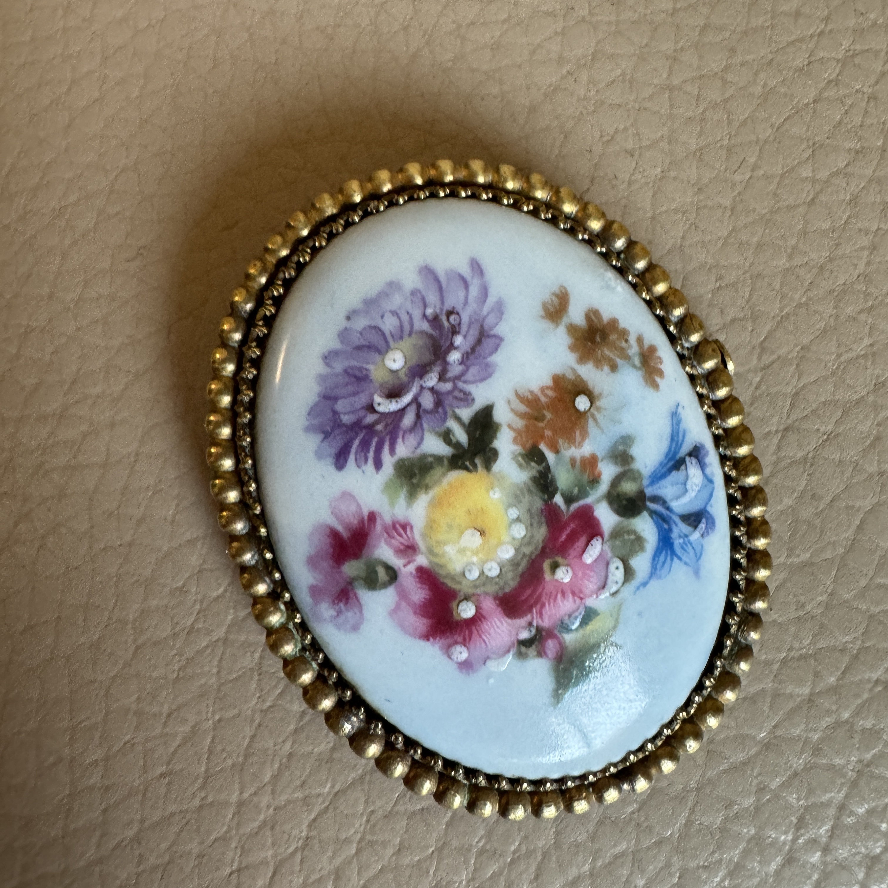 Antique Limoges Porcelain Brooch: Marcel Chabrol Floral Trombone Clasp ...