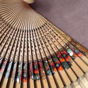 Antique Hand Fan Vintage Hand Fan Wooden Hand Fan Hand Painted Fan ...