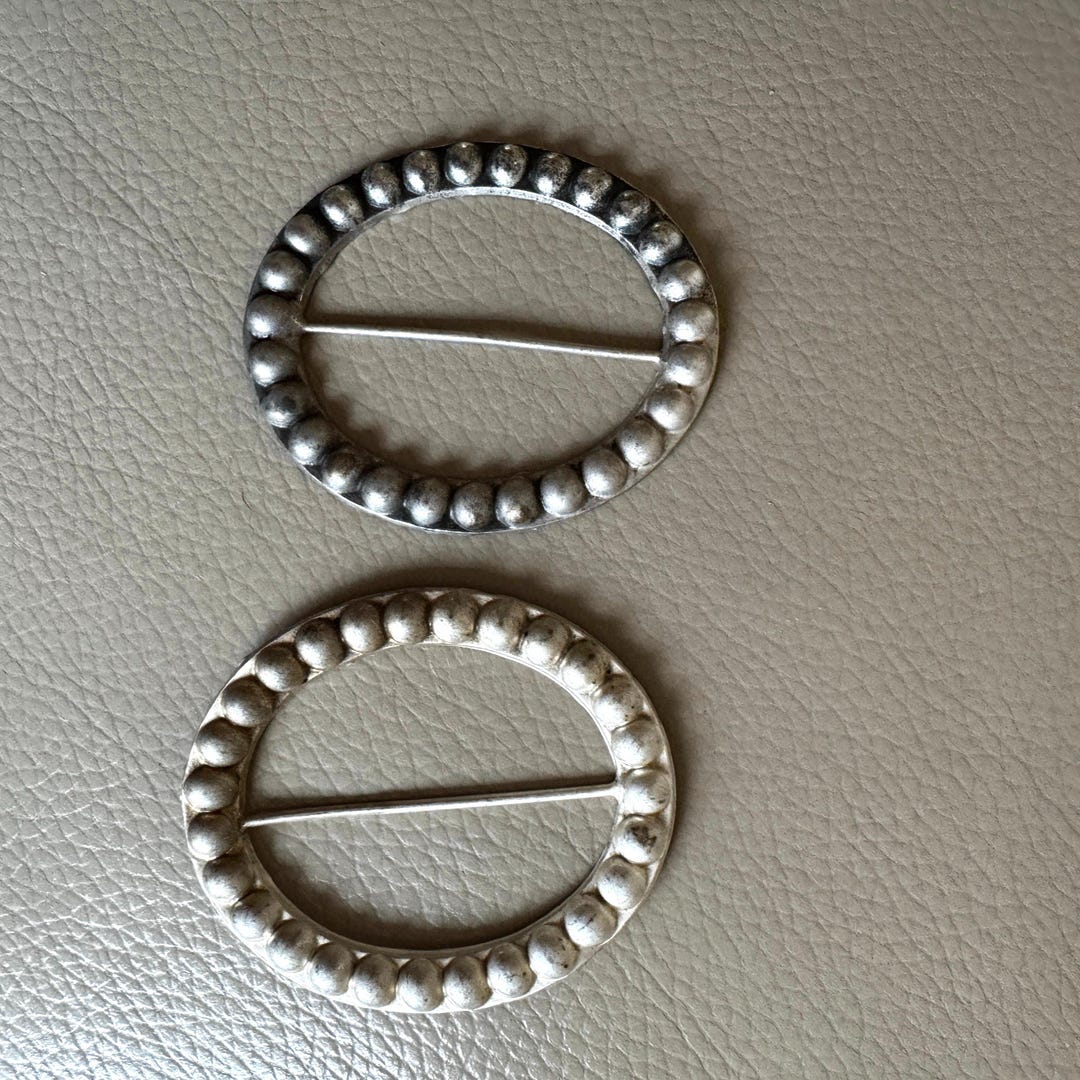Vintage Pair Buckles 1940s Buckles Ribbon Buckles Aluminium Buckles ...
