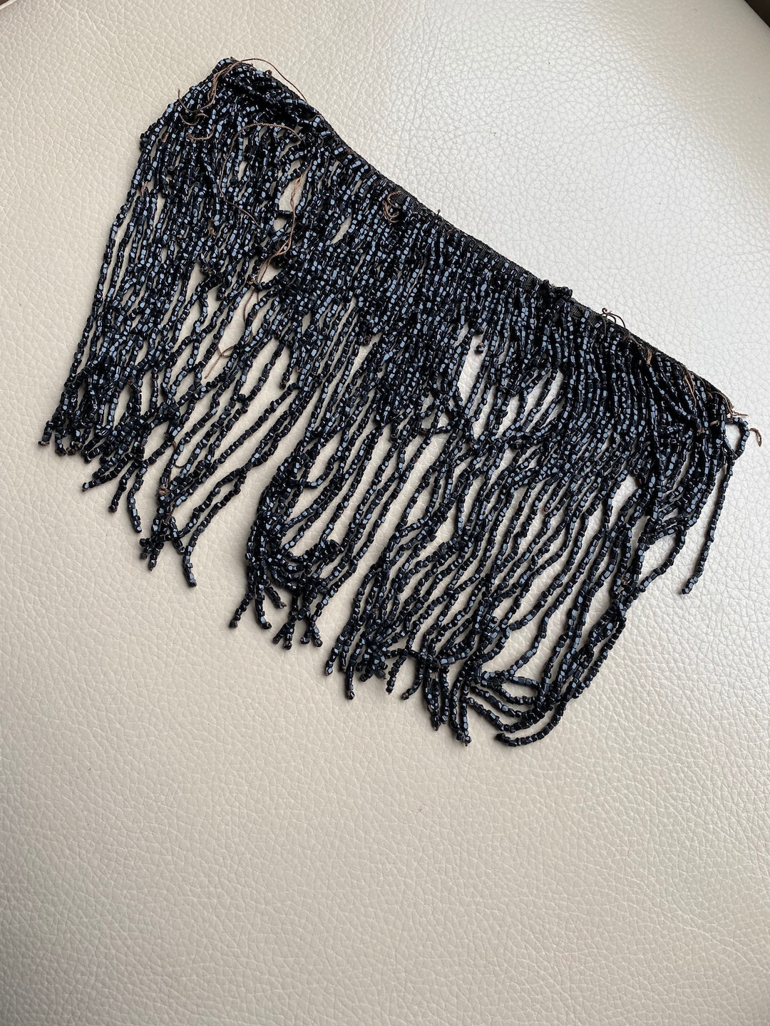 Antique 1920s Beaded Fringe: Black Glass Bead Flapper Dress Trim - Etsy
