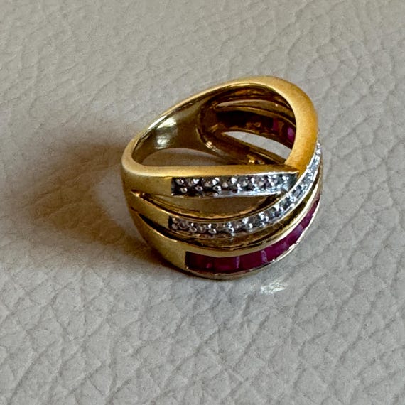 Pave Ruby Gold Plated Silver Ring Vintage Silver Ring… - Gem