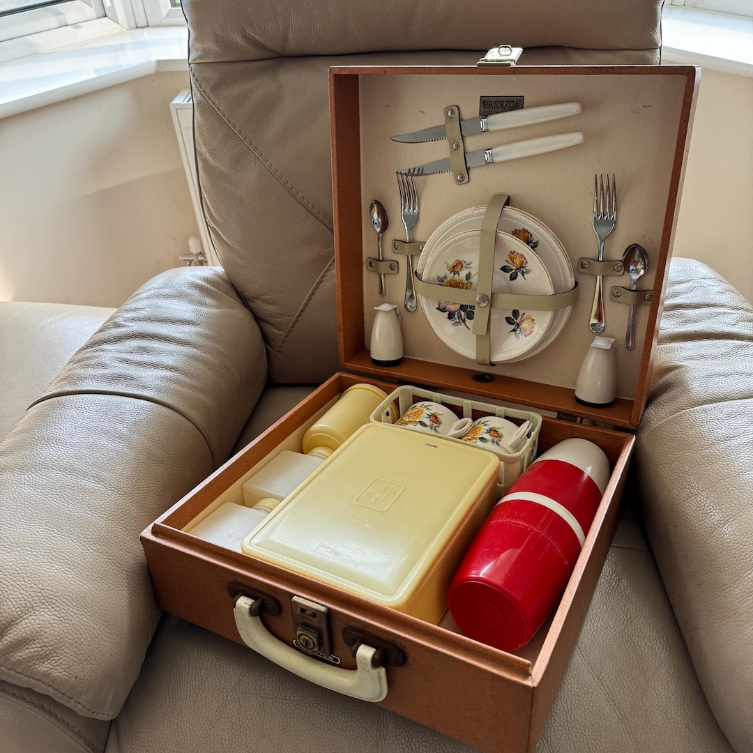 Vintage Picnic Set 2 Person Picnic Box Brexton Picnic Box 1960s Picnic ...