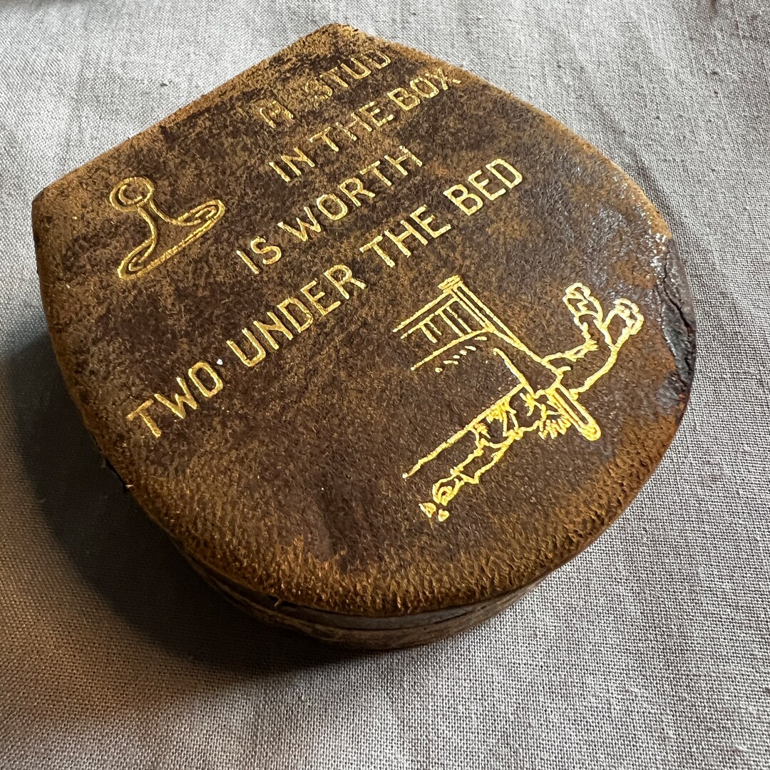 Antique Leather Stud Box Shirt Stud Box Cufflinks Box Collar Stud Box ...