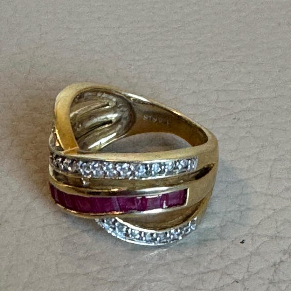 Pave Ruby Gold Plated Silver Ring Vintage Silver Ring… - Gem