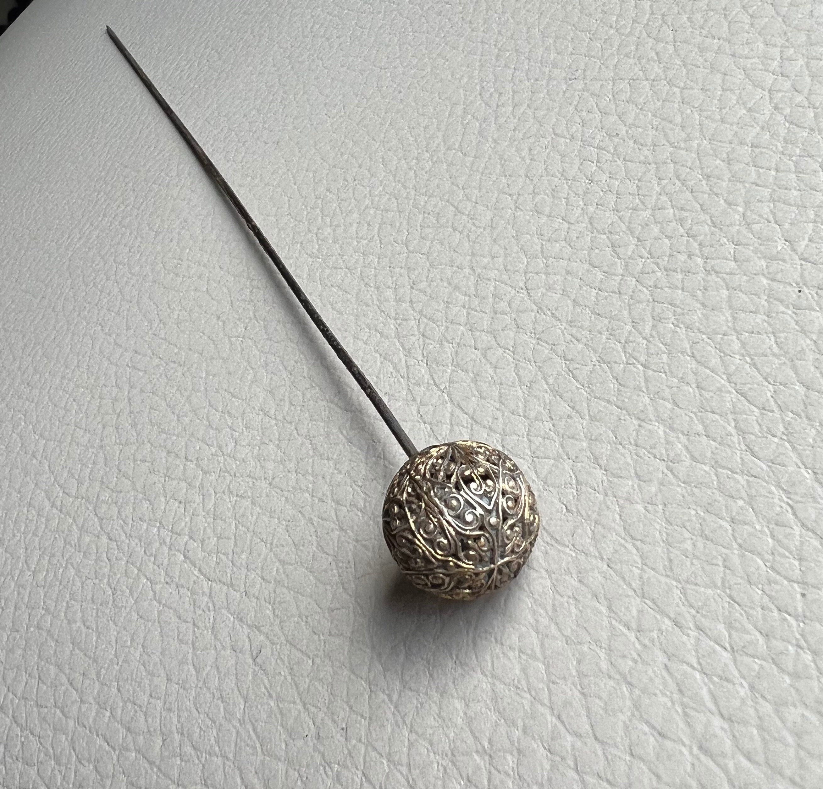 Hat Pins & Stick Pins Pins & Badges Antique Hatpin Filigree Hat Pin ...