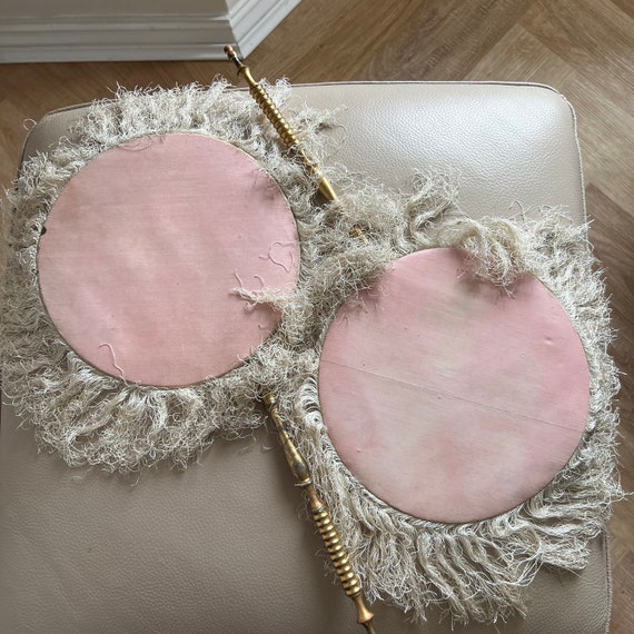 Antique Pair Face Screens Beaded Face Screens Victori… - Gem