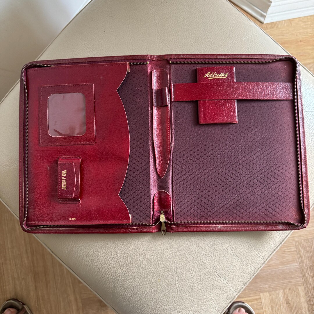 Vintage Writing Case Red Leather Writing Case Writing Pad Holder Blank ...