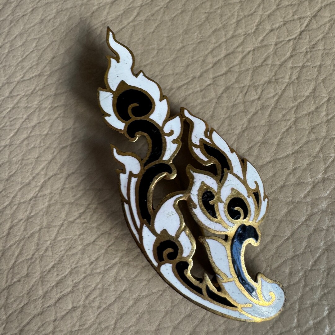 Art Nouveau Enamel Brooch: Antique Brass Edwardian Pin - Etsy