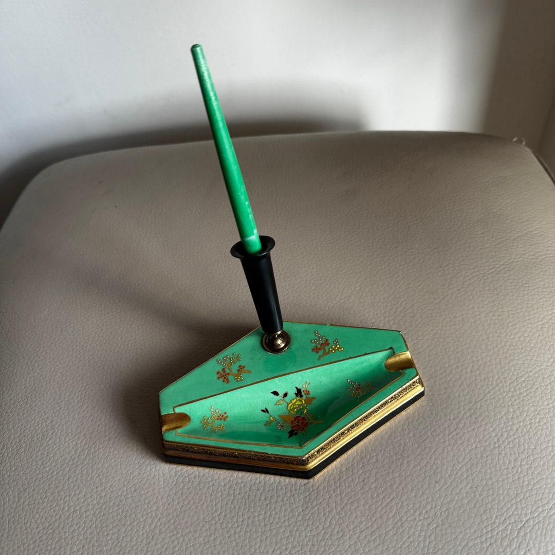 Antique Pen Stand Crown Devon Writing Stand Ceramic Pen Holder Bakelite ...
