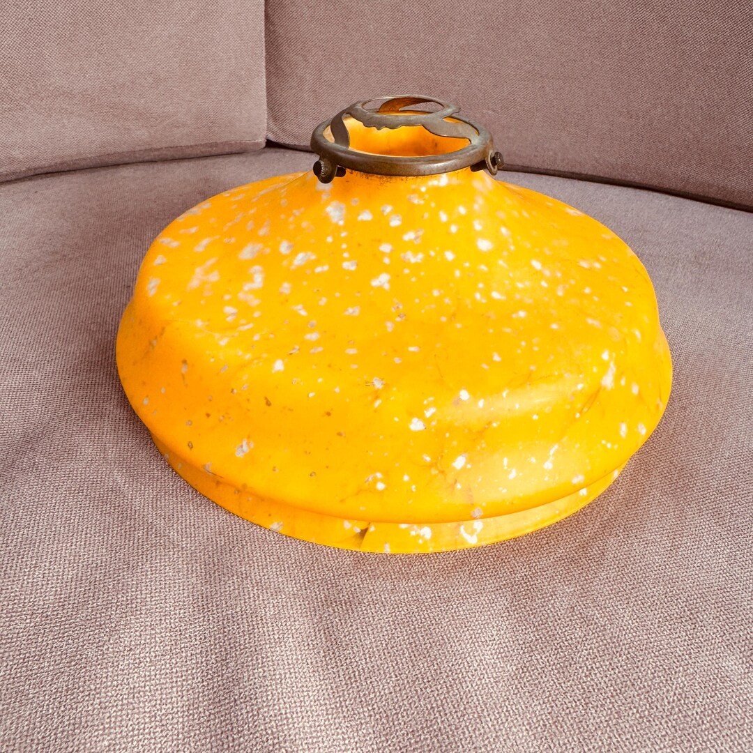 1940s Lampshade Pendant Lamp Shade Marbled Glass Tangerine Yellow Light ...