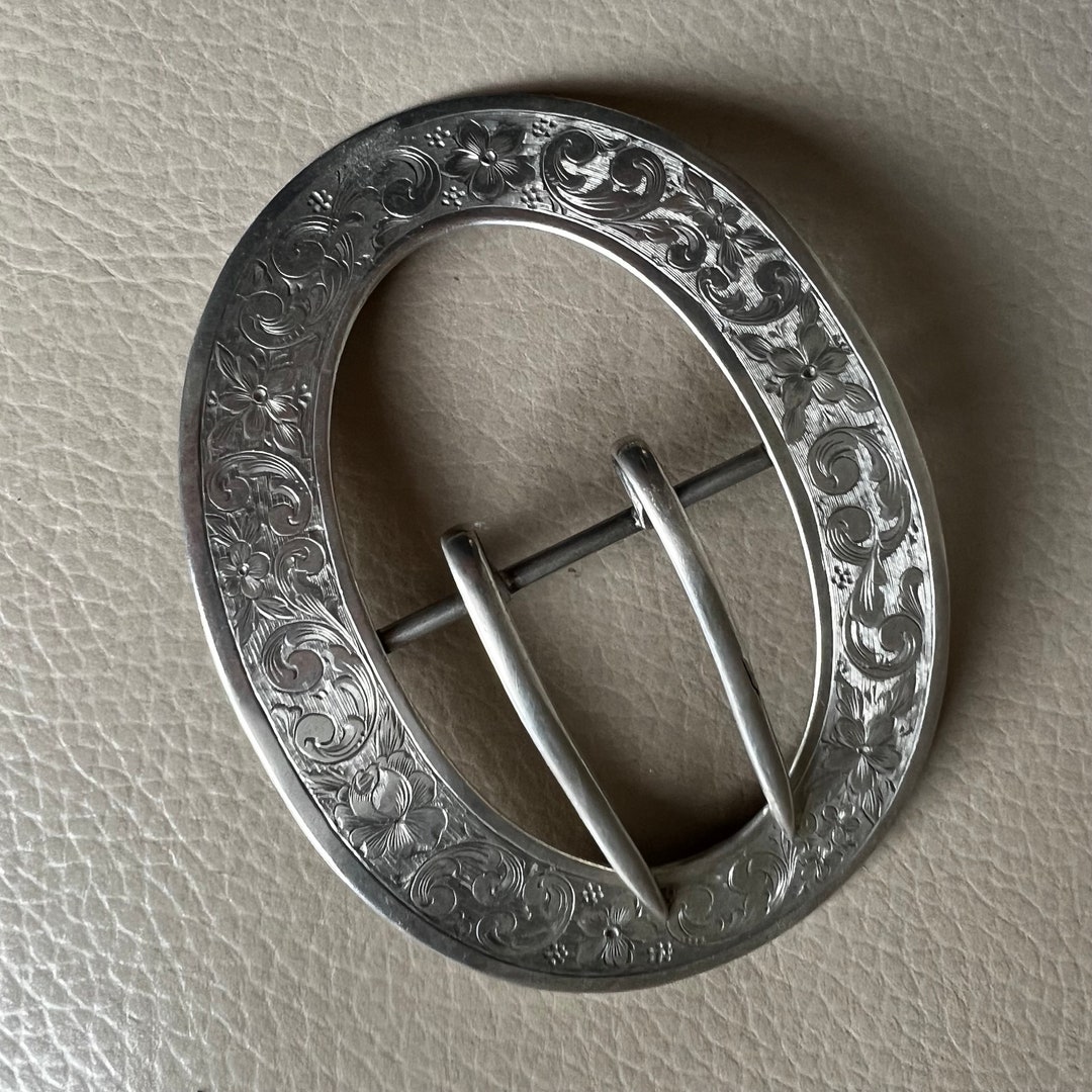 Antique Silver Buckle Huge Silver Buckle 1890s Victorian Silver Buckle ...