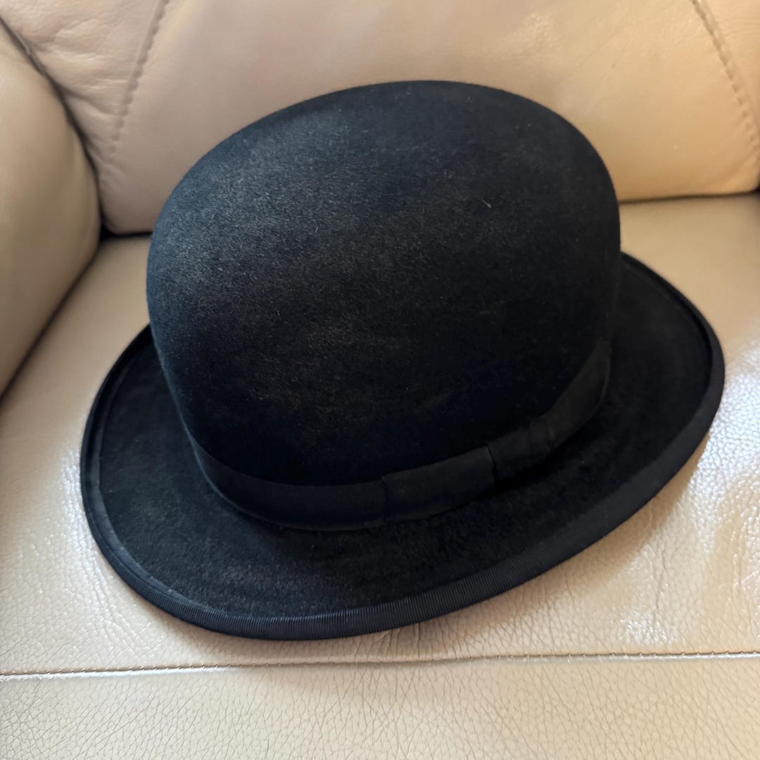 Vintage French Bowler Hat Black Bowler Hat Mens Hat Vintage Bowler Hat ...