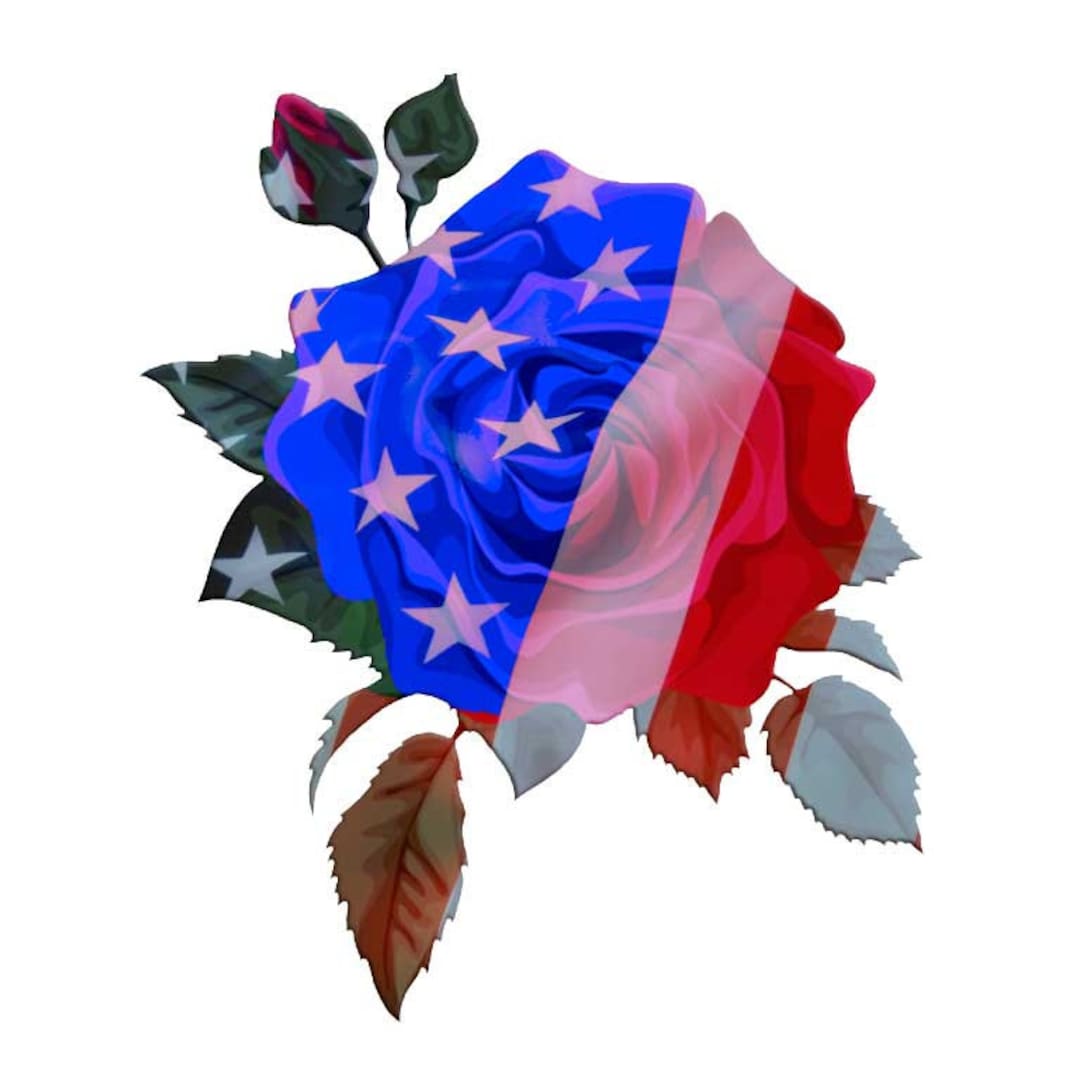 American Flag Rose Sticker: Patriotic Vinyl Decal (4.5" X 5") - Etsy
